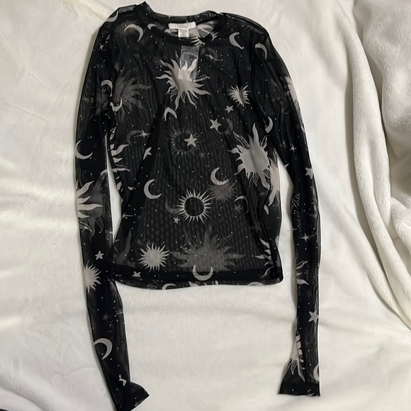 Tops | Moon Print Mesh | Poshmark
